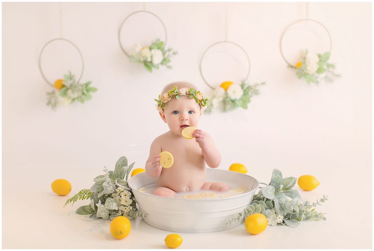 Baby K's Lemon Fruit Bath | Mary Christine Photography