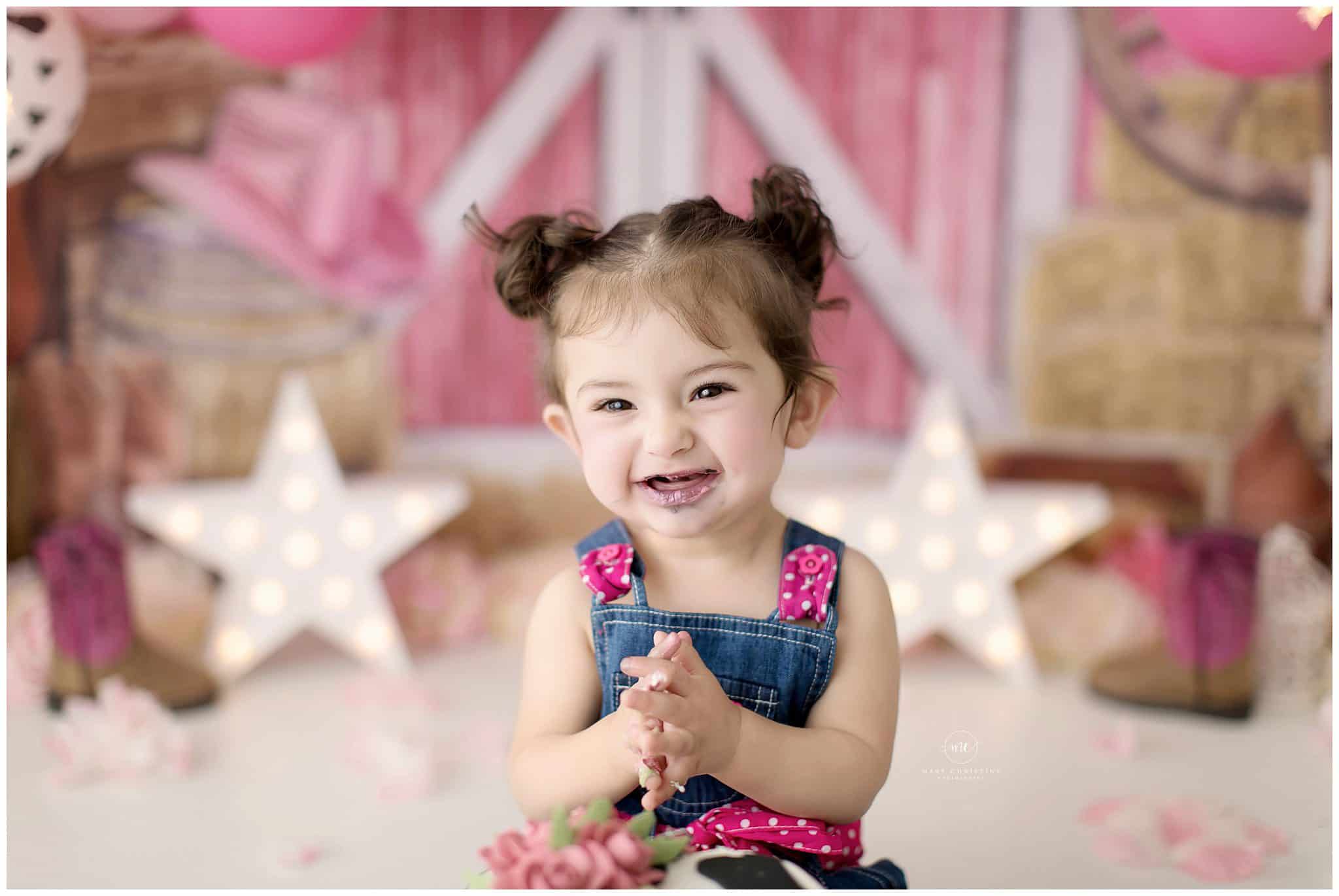 Pink Rodeo Cake Smash | Cleveland Cake Smash Photographer - Mary ...